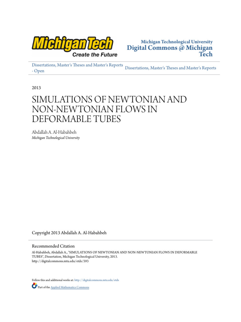 Simulations of Newtonian and Non-Newtonian Flows in Deformable Tu | PDF ...