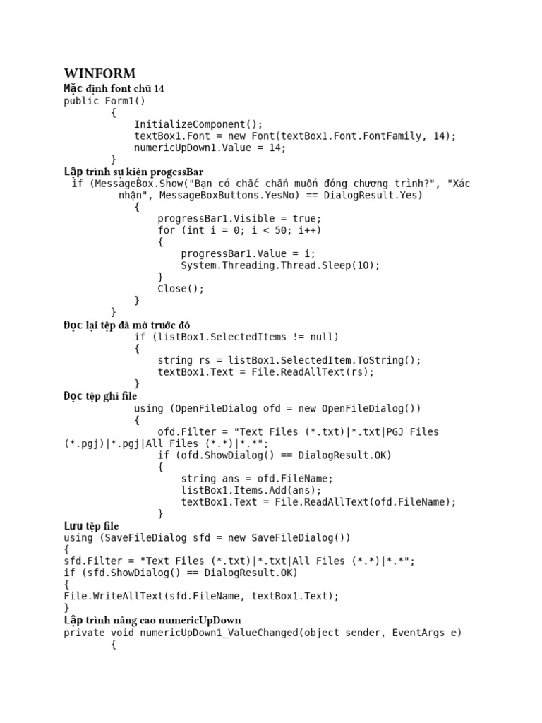 Winform: định font chữ 14 | PDF