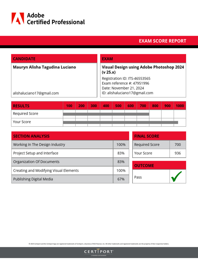 Visual Design Exam Score Report | PDF