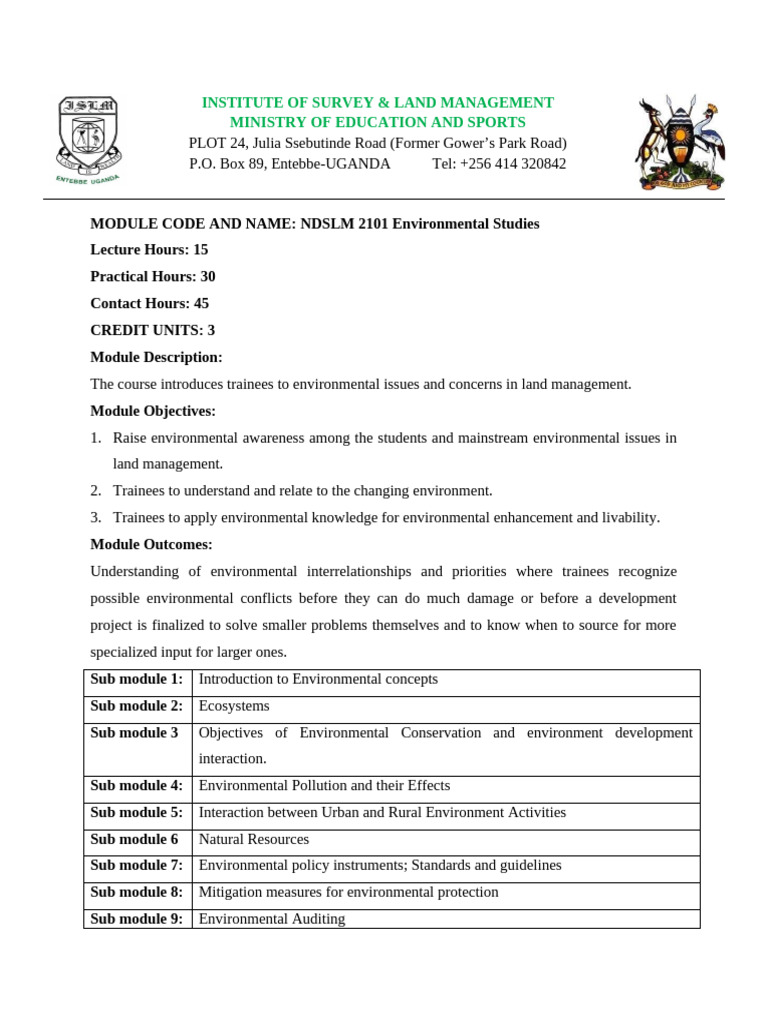Environmental Studies Course Overview | PDF | Environmental Resource ...