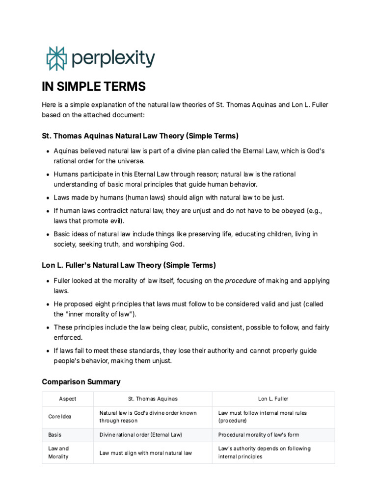 Perplexity Natural Law 1 | PDF | Natural Law | Thomas Aquinas