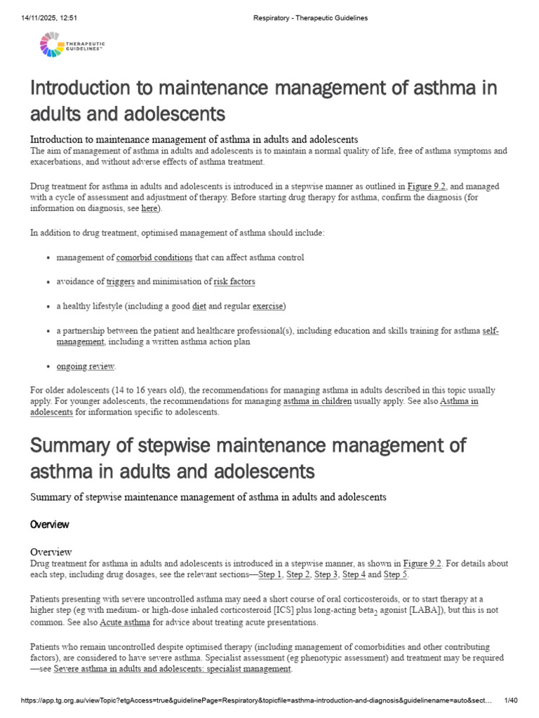 Asthma Maintenance Management Guide | PDF | Asthma | Medical Specialties