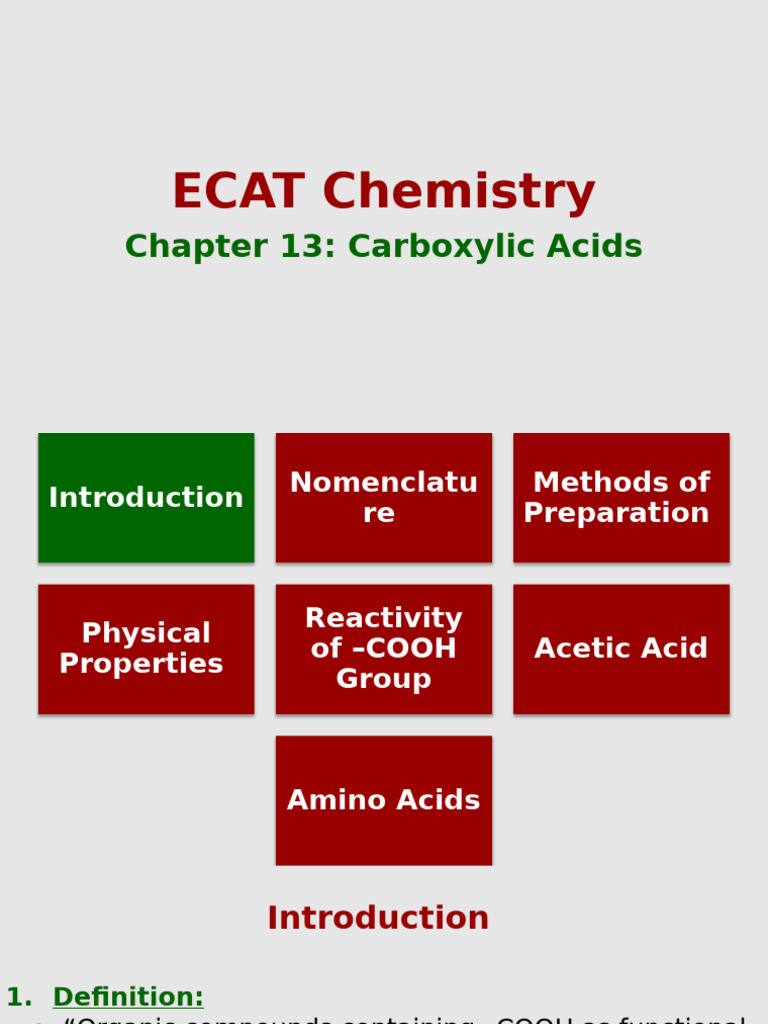 ECAT Chemistry Book 2 Chapter- 13(Carbocylic Acid) | PDF | Ester | Amino Acid