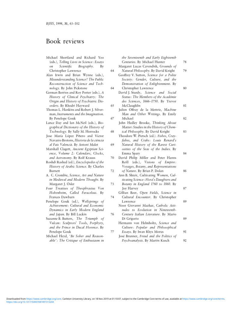 [the British Journal for the History of Science 1998-Mar 01 Vol. 31 Iss ...