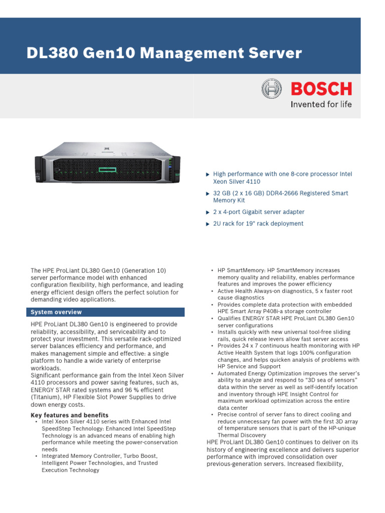 Ds Dl380 g10 Data Sheet Eng (002) | PDF | Computer Science | Computing