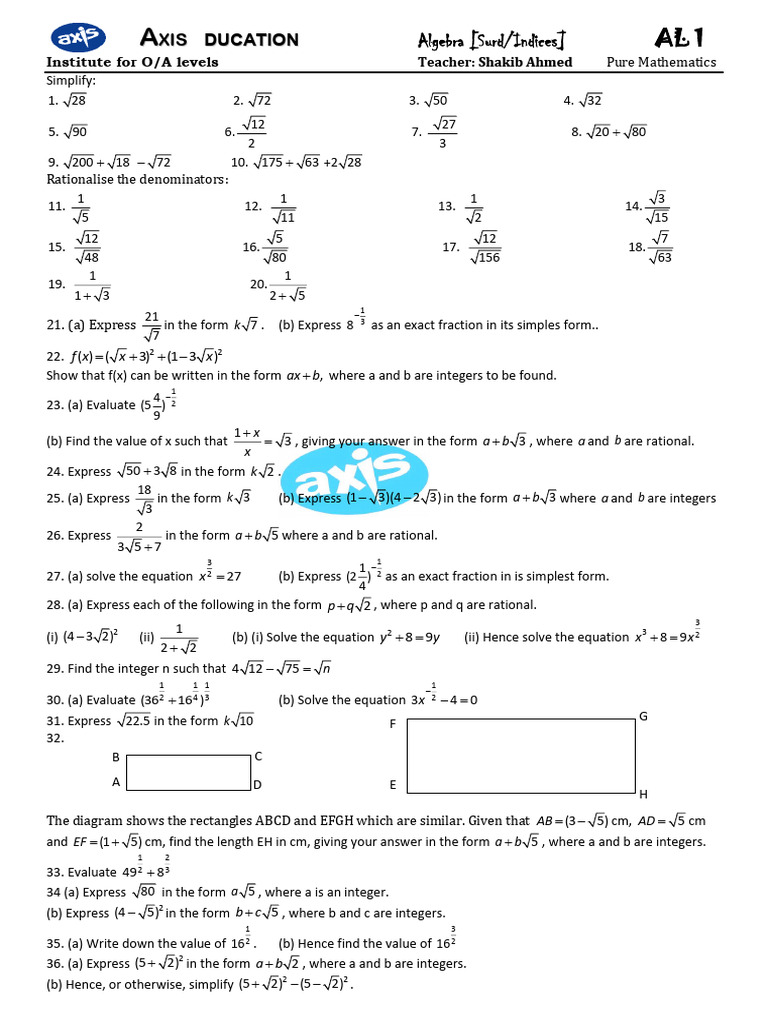 AL 1 | PDF | Rational Number | Numbers