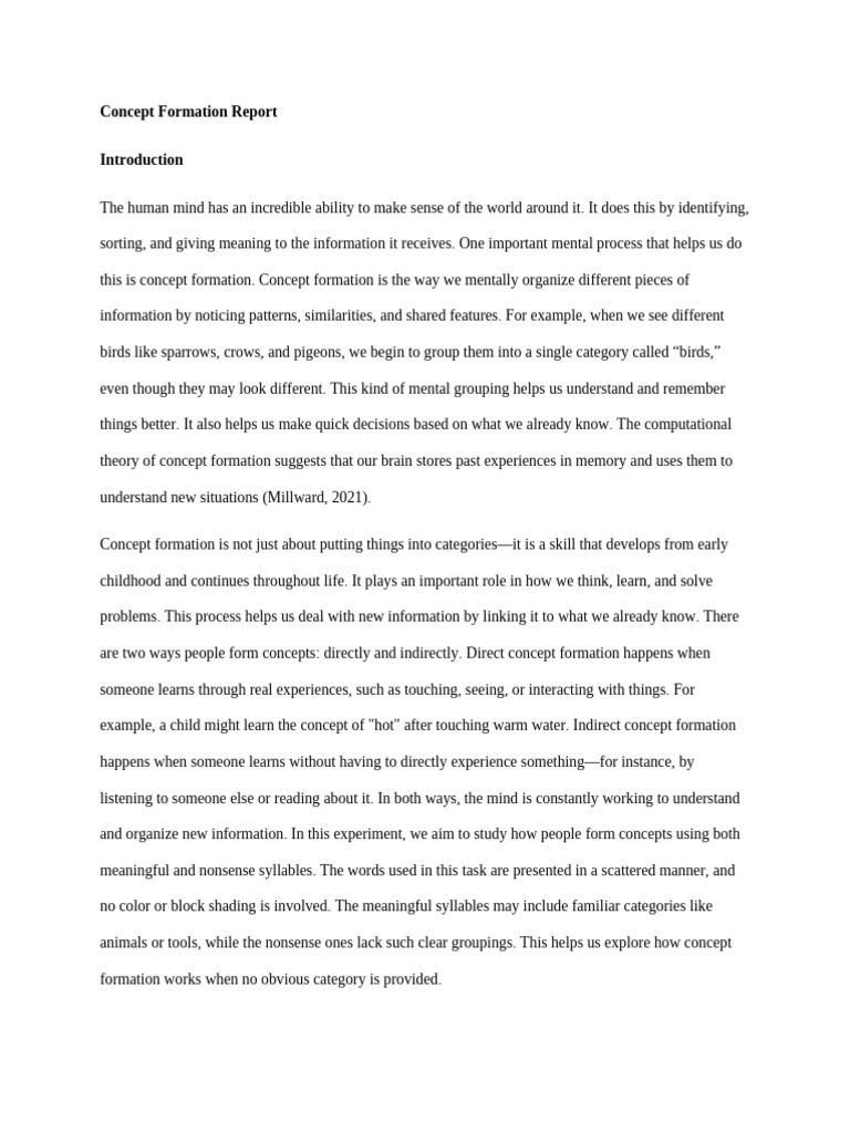 Concept Formation in Word Recognition Experiment | PDF | Concept ...