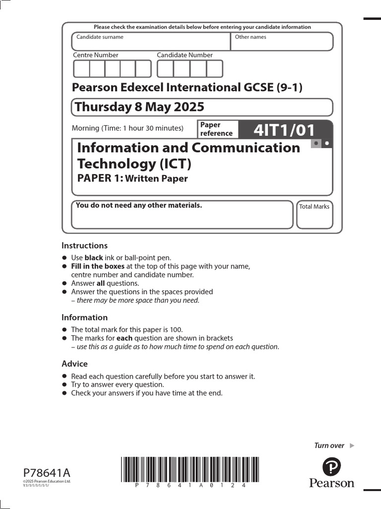 Edexcel IGCSE ICT Exam Paper 2025 | PDF | Computer Hardware | Multimedia