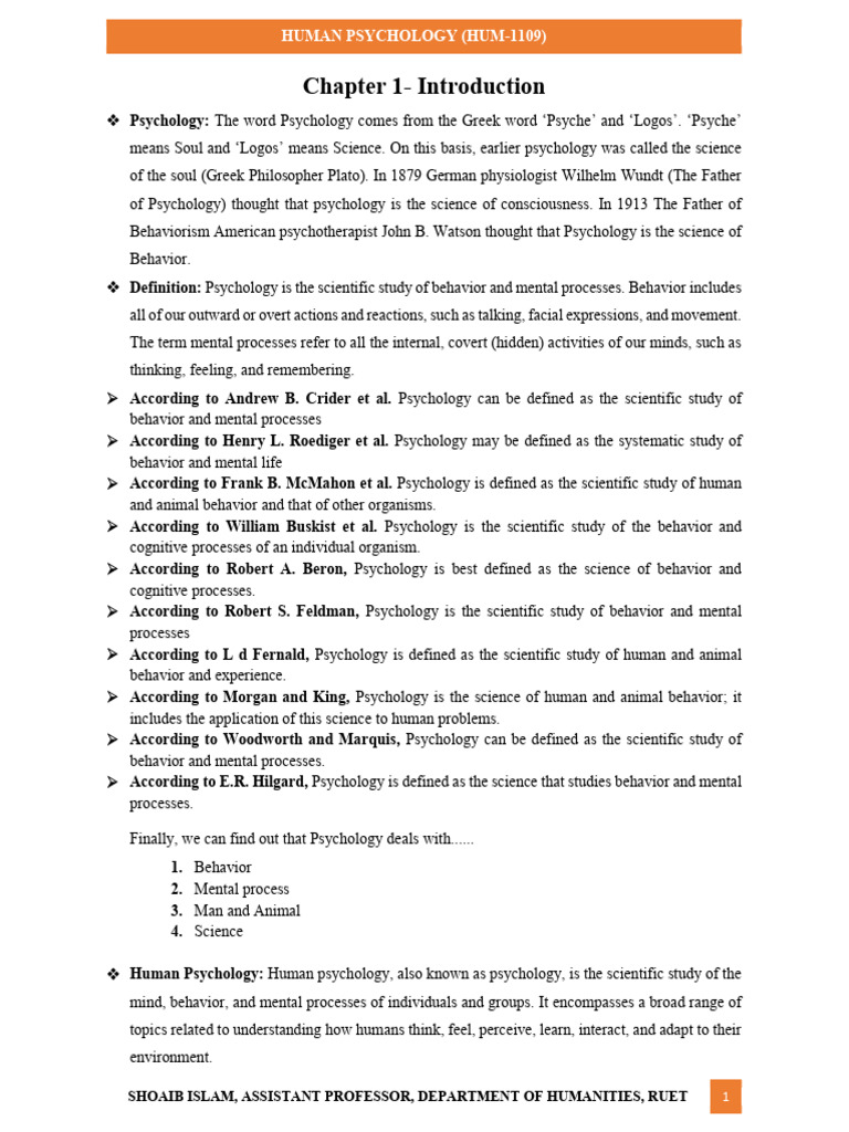 chapter 1 | PDF | Psychology | Behaviorism