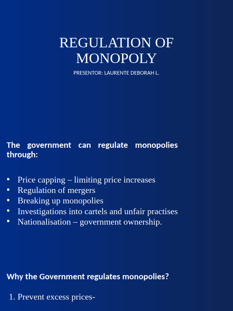 Regulation of Monopoly | PDF | Monopoly | Mergers And Acquisitions