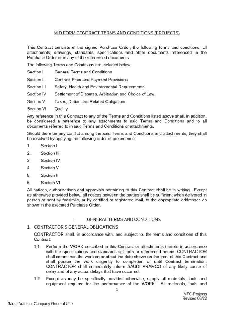 MFC Terms and Conditions Projects 2022-03 | PDF | Indemnity | Insurance