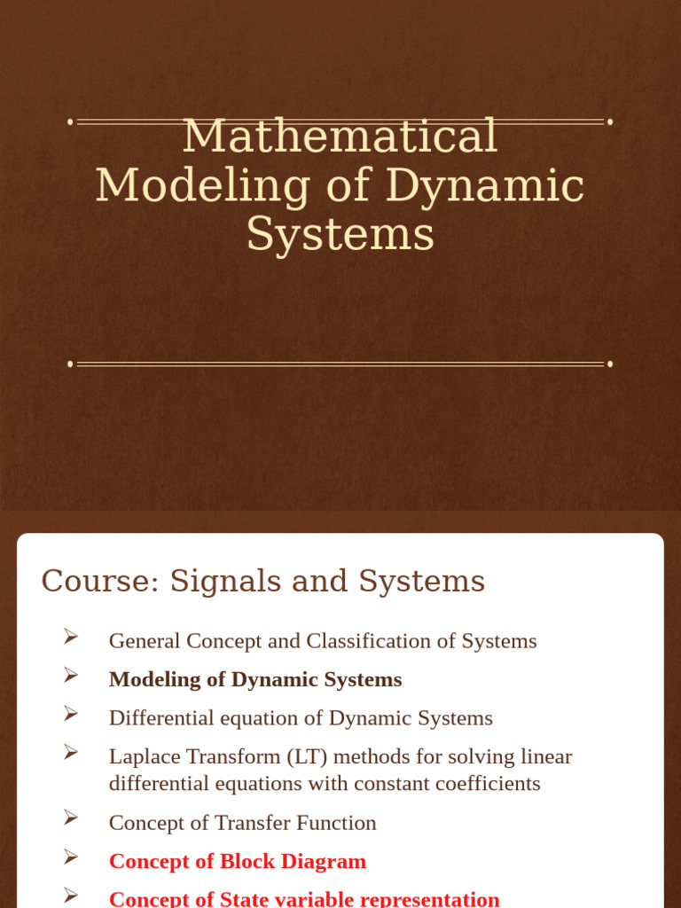 Dynamic Systems Modeling Techniques | PDF | Linearity | Applied Mathematics