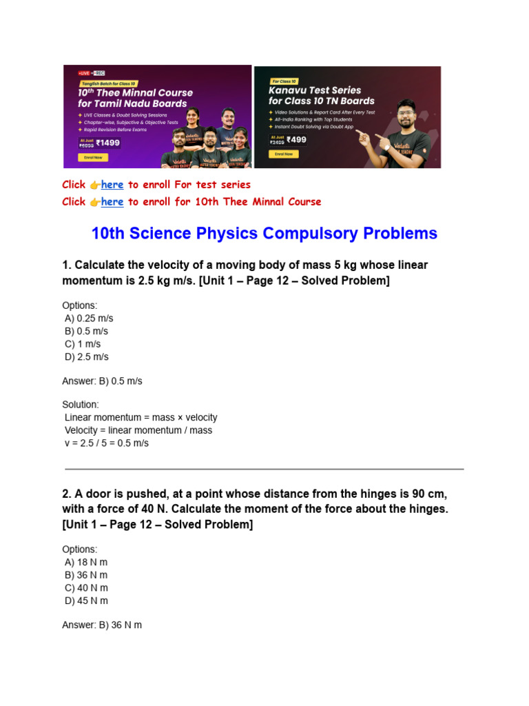 10th Grade Physics Problem Solutions | PDF | Radioactive Decay | Neutron