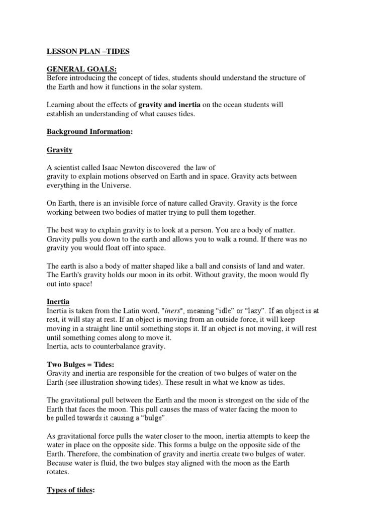 Understanding Tides: A Hands-On Lesson Exploring the Effects of Gravity ...