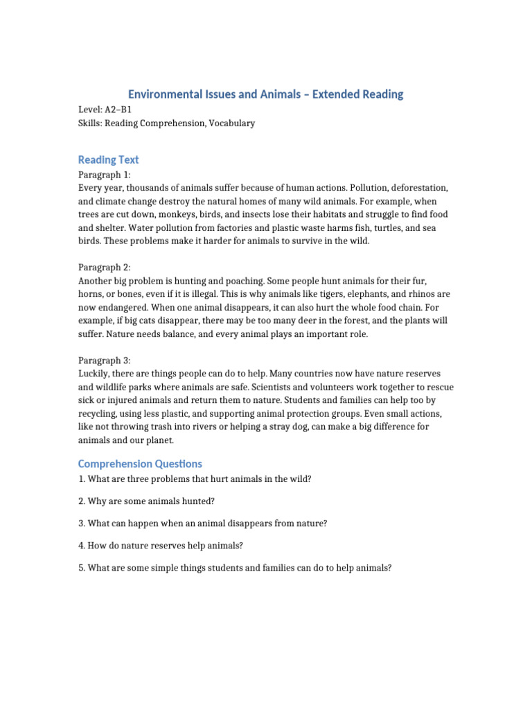 Impact of Environmental Issues on Animals | PDF
