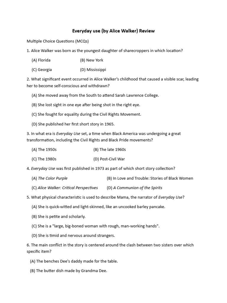 Alice Walker's "Everyday Use" Analysis | PDF | Quilt