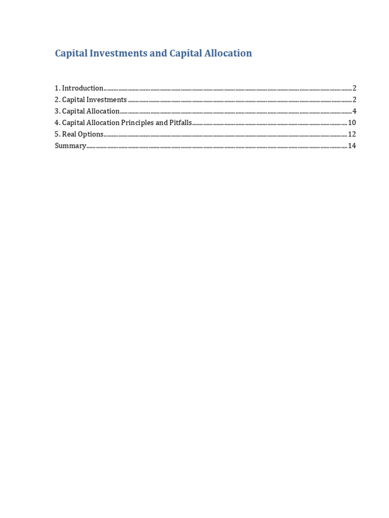 Capital Investments & Allocation Guide | PDF | Net Present Value ...