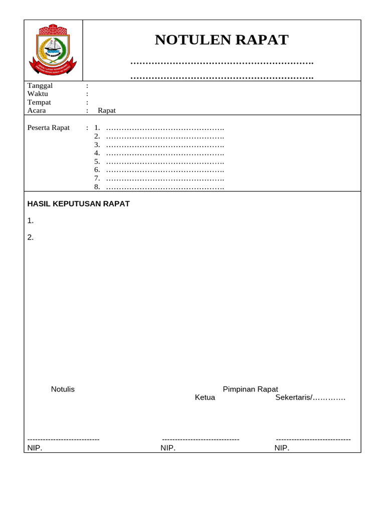 Format Notulen Rapat | PDF