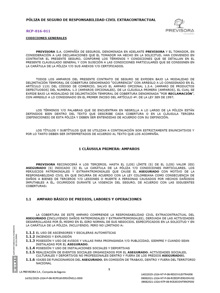 Rcp-016-011 Polizadeseguroderesponsabilidadcivilextracontractual Ver111 ...