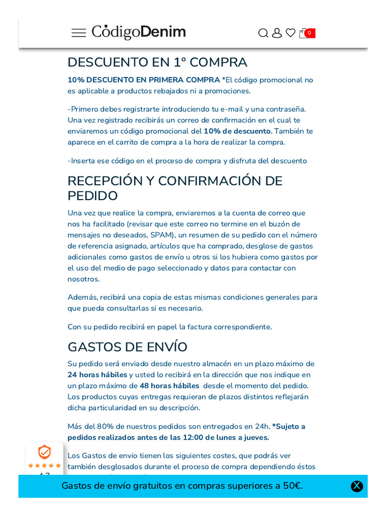 Código Denim - Condiciones de Venta | PDF | Los consumidores