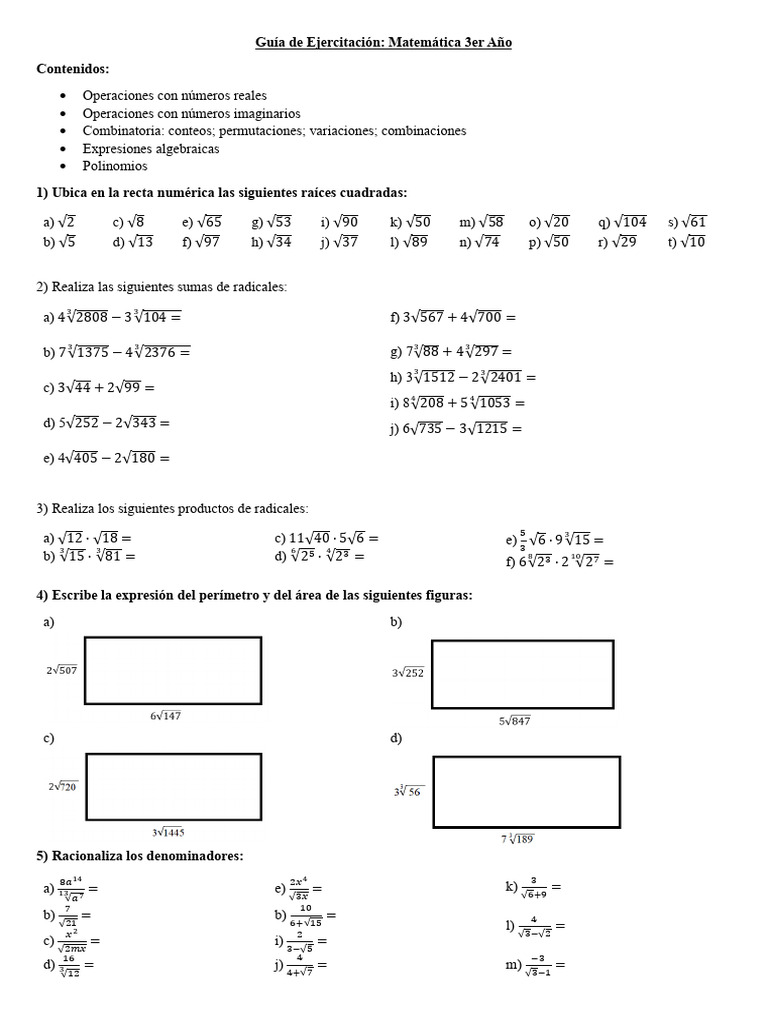 Guía Diciembre Matemática 3ro | PDF | Matemáticas | Objetos matemáticos