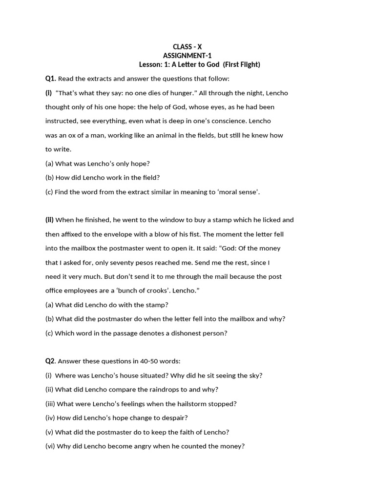 Assignment-1-A Letter To God | PDF