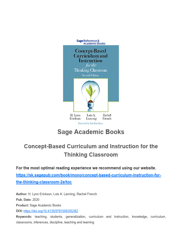 Concept-Based Curriculum for Classrooms | PDF | Curriculum | Teachers