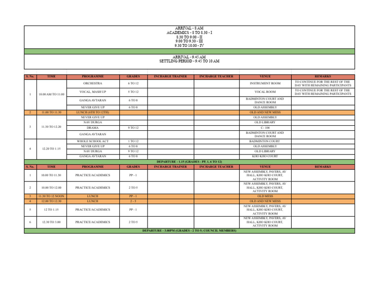 Aagaz - 2025 - 17 To 22 Nov - Practice Schedule | PDF