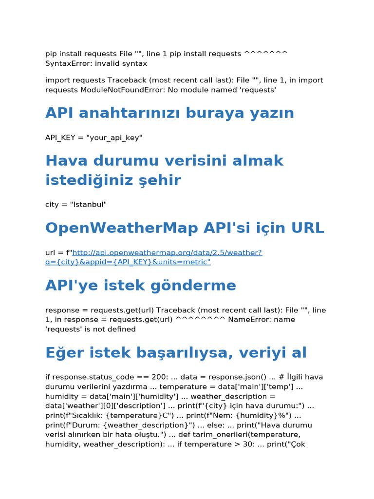 Api Anahtarınızı Buraya Yazın Hava Durumu Verisini Almak Istediğiniz ...