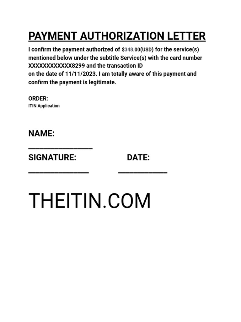 Payment Authorization Letter | PDF