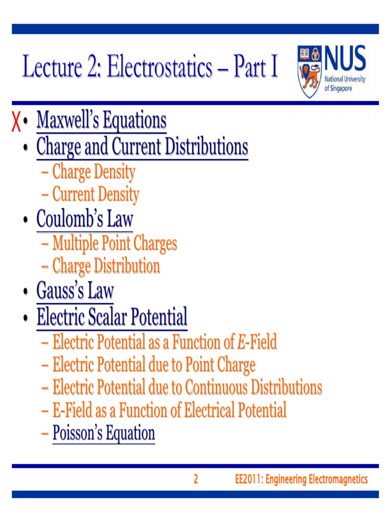 EE2011 Lecture 2 - Electrostatics Parrt I | PDF | Electric Field ...