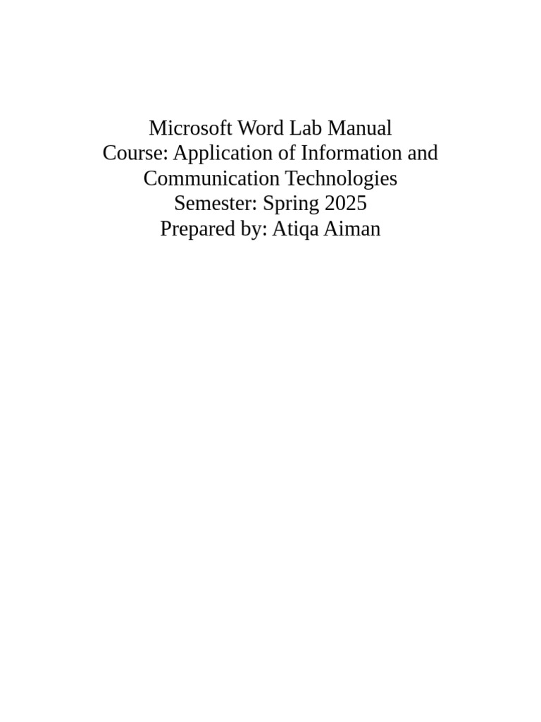 Microsoft Word Lab Manual Guide | PDF | Microsoft Word | Text