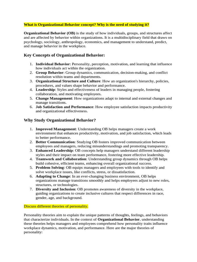 Understanding Organizational Behavior Concepts | PDF | Senses | Perception