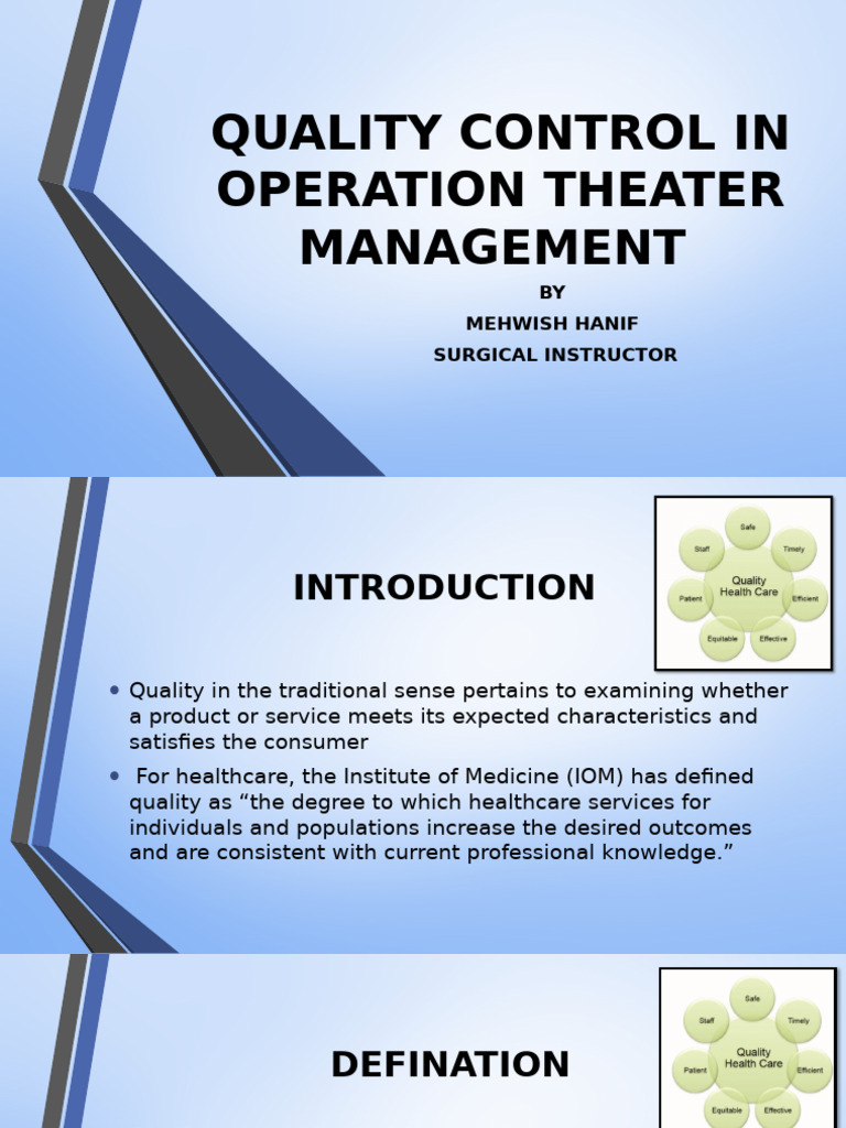 Quality Control in Operation Theater Management | PDF | Surgery | Joint ...