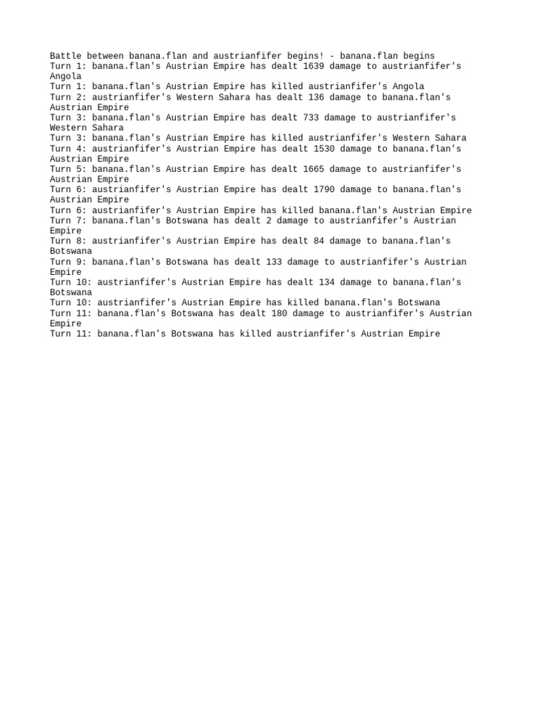 Banana.flan vs Austrianfifer Battle Log | PDF