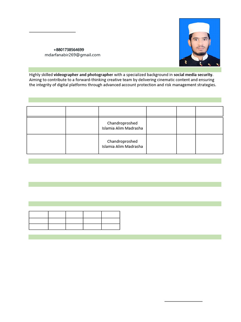 Videographer & Photographer CV | PDF | Curriculum