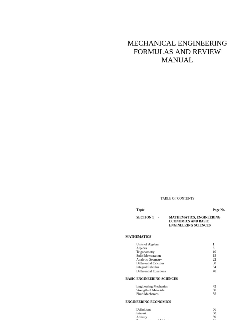 Mechanical Engineering Formulas Guide | PDF | Trigonometric Functions ...
