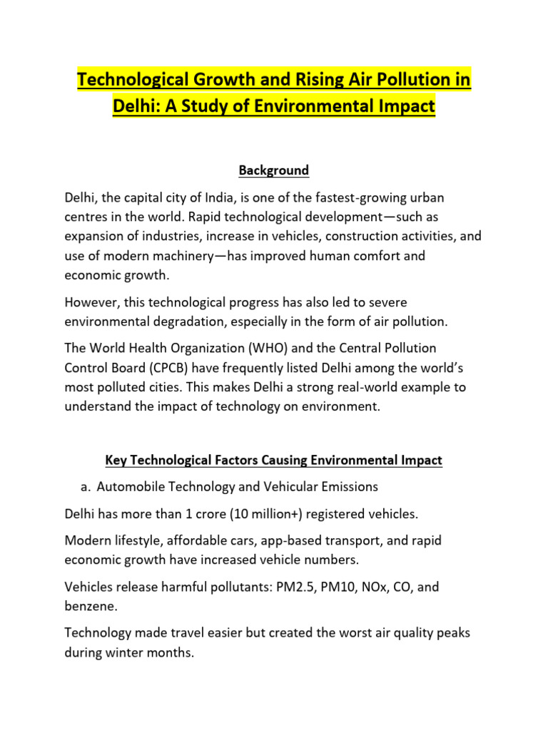 Case Study On Impact of Technology On Environment | PDF