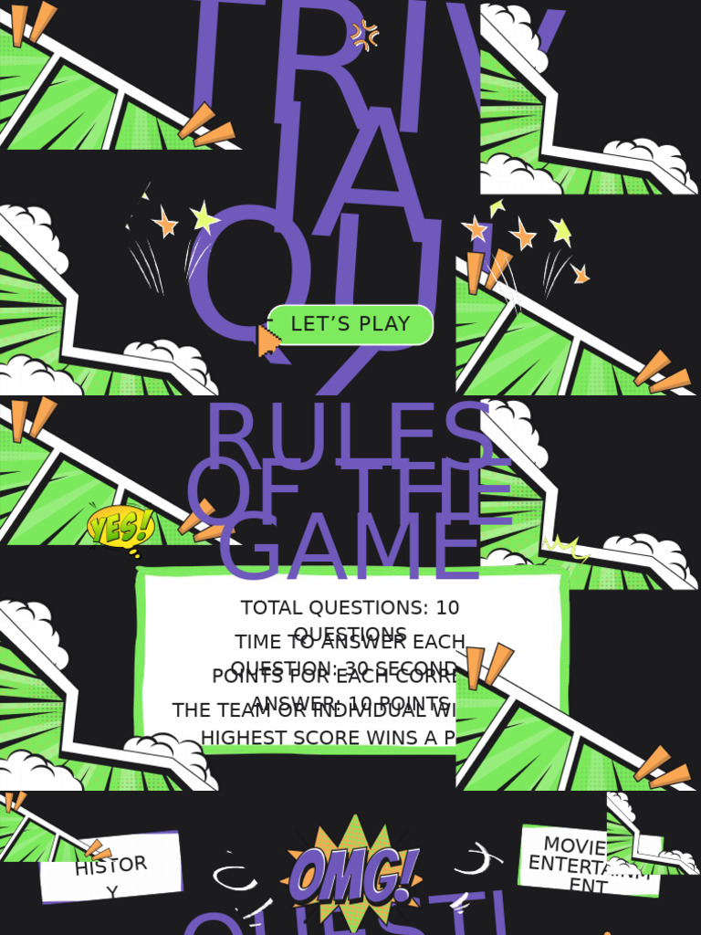 Black and Purple Colorful Illustrative Trivia Quiz Presentation | PDF