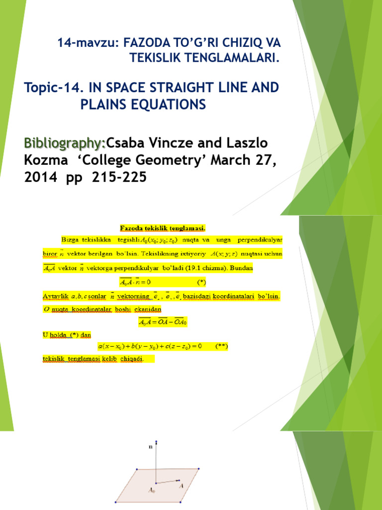 Space Line and Plane Equations Guide | PDF