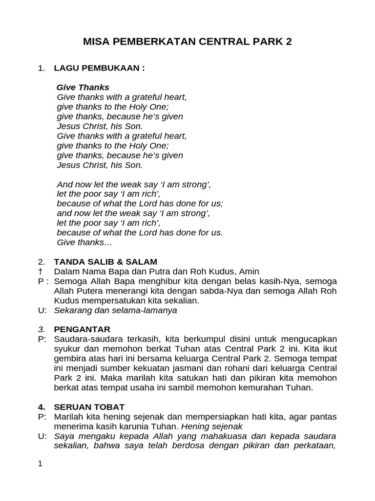Misa Pemberkatan Cp2 | PDF