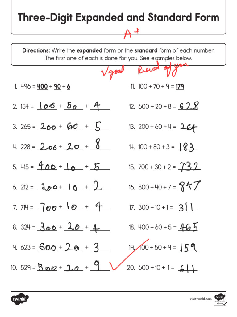 3 Digit Expanded Form | PDF