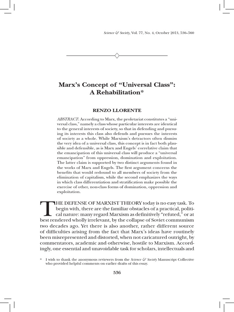 Marx's Universal Class Concept Explained | PDF | Karl Marx | Marxism