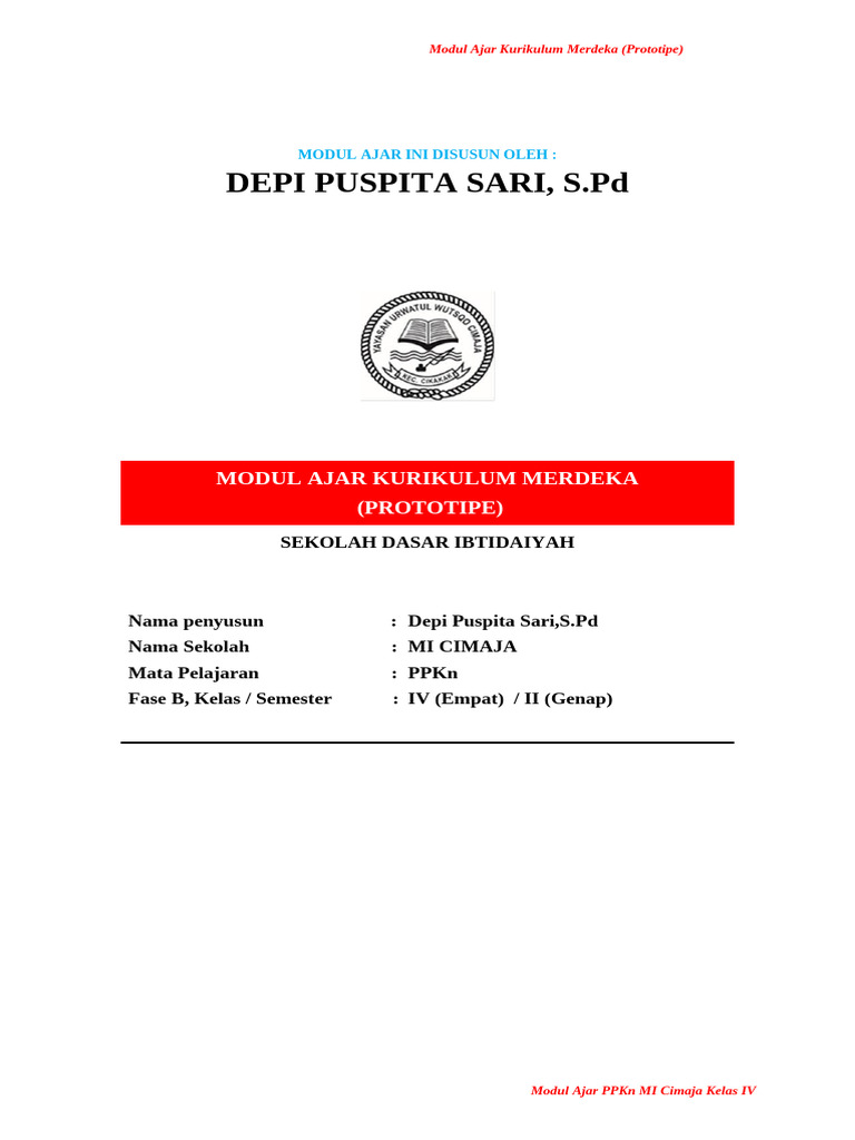 4. Modul Ajar Ppkn Bab 4 Kelas 4 | PDF