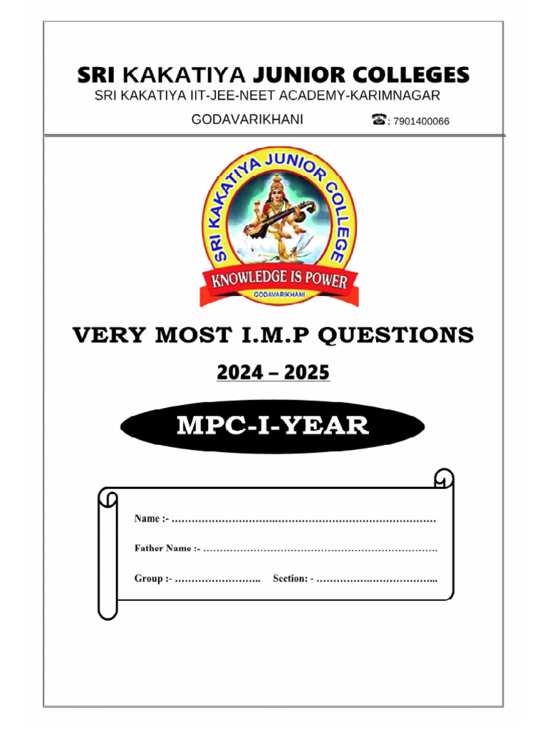 Mpc-I Important Questions | PDF
