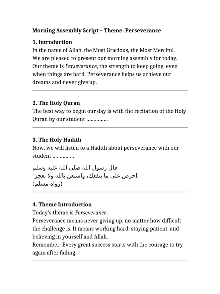 Morning Assembly Kindness | PDF