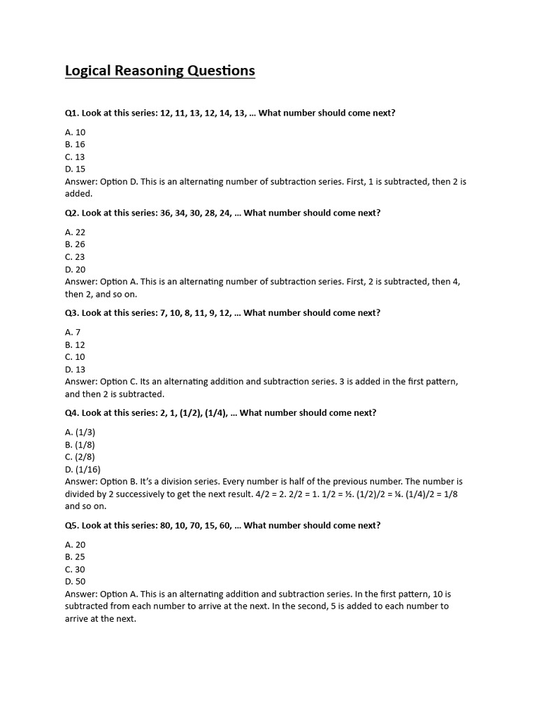 Logical Reasoning Questions | PDF