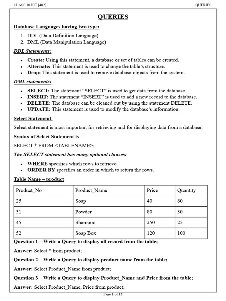Queries Example | PDF | Sql | Data Management