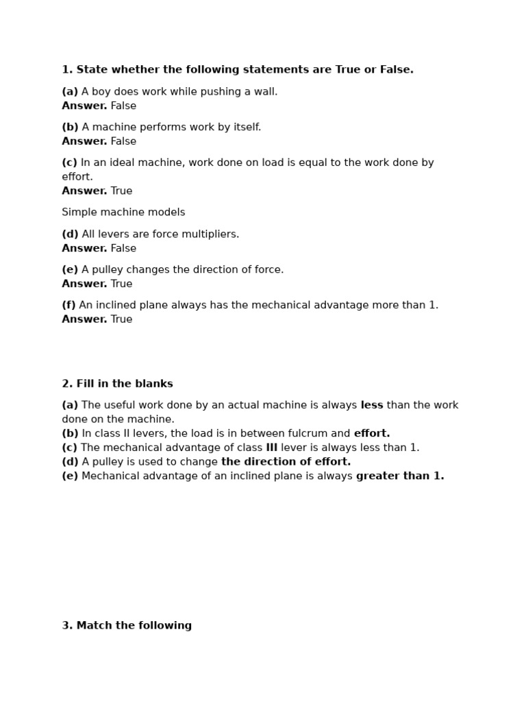 Simple Machines Q & A | PDF | Lever | Machines