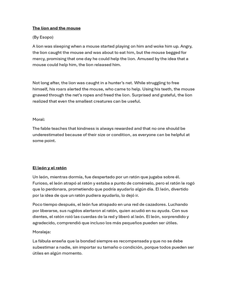 El león y el ratón | PDF